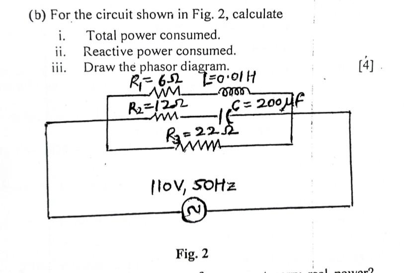 Solved (b) For the circuit shown in Fig. 2, calculate i. | Chegg.com