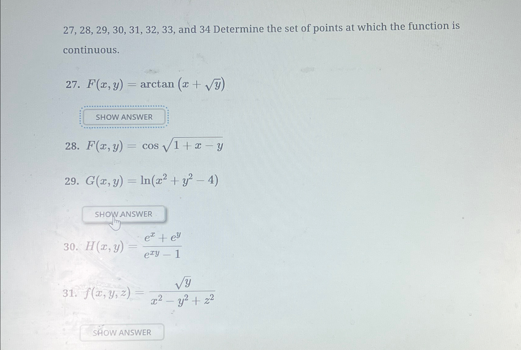 Solved 27,28,29,30,31,32,33, ﻿and 34 ﻿Determine the set of | Chegg.com