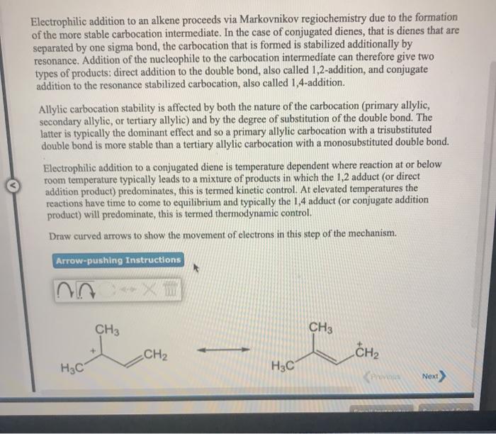Solved Electrophilic addition to an alkene proceeds via | Chegg.com