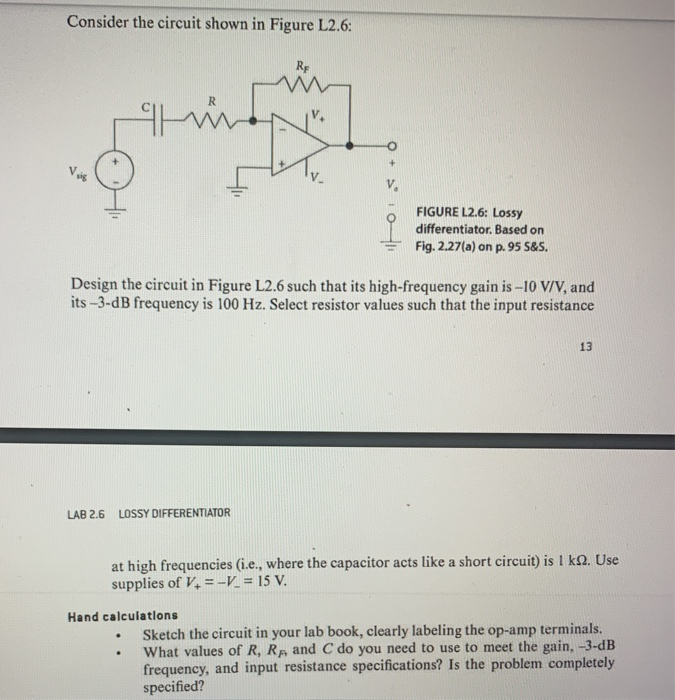 Solved Consider the circuit shown in Figure L2.6: RE grine + | Chegg.com