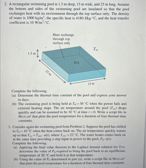 2. A rectangular swimming pool is 1.5 m deep, 15 m | Chegg.com