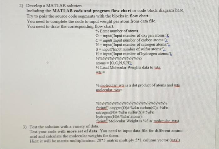 Solved PLEASE SOLVE USING MATLAB # of atoms in each amino | Chegg.com