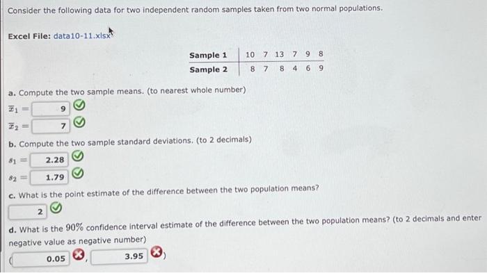 Solved Consider the following data for two independent | Chegg.com