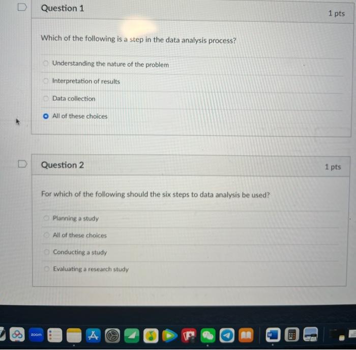 Solved Which of the following is a step in the data analysis | Chegg.com