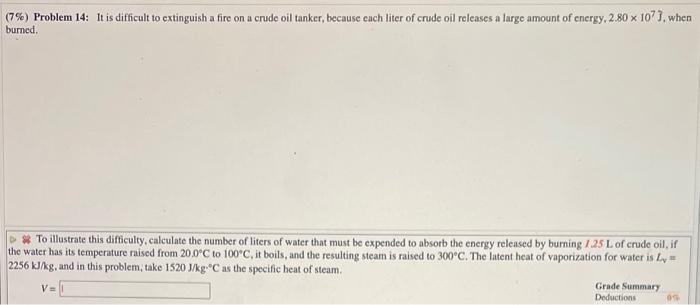 Solved (7\%) Problem 14: It is difficult to extinguish a | Chegg.com
