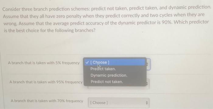 Solved Consider three branch prediction schemes: predict not | Chegg.com