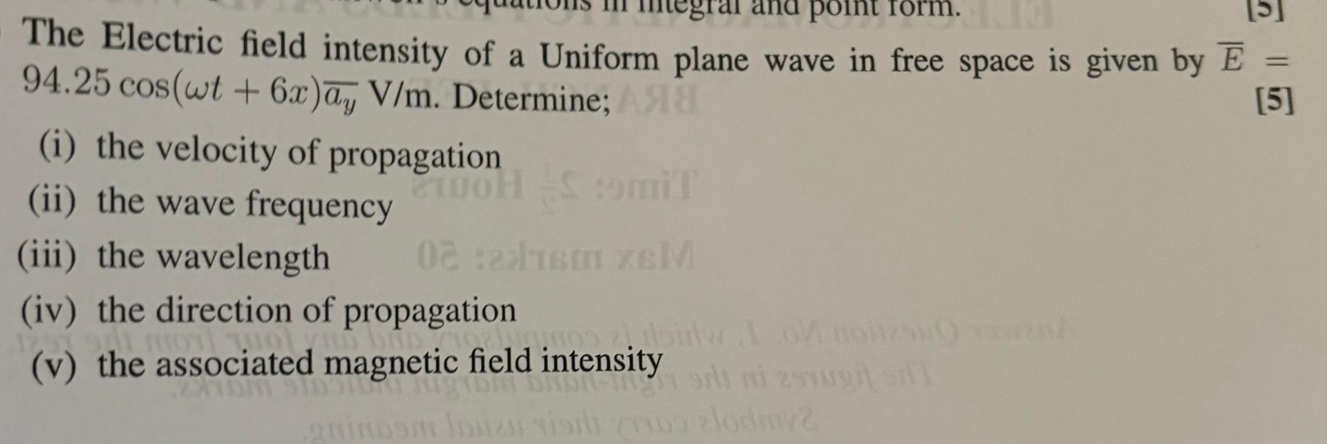 Solved The Electric field intensity of a Uniform plane wave | Chegg.com