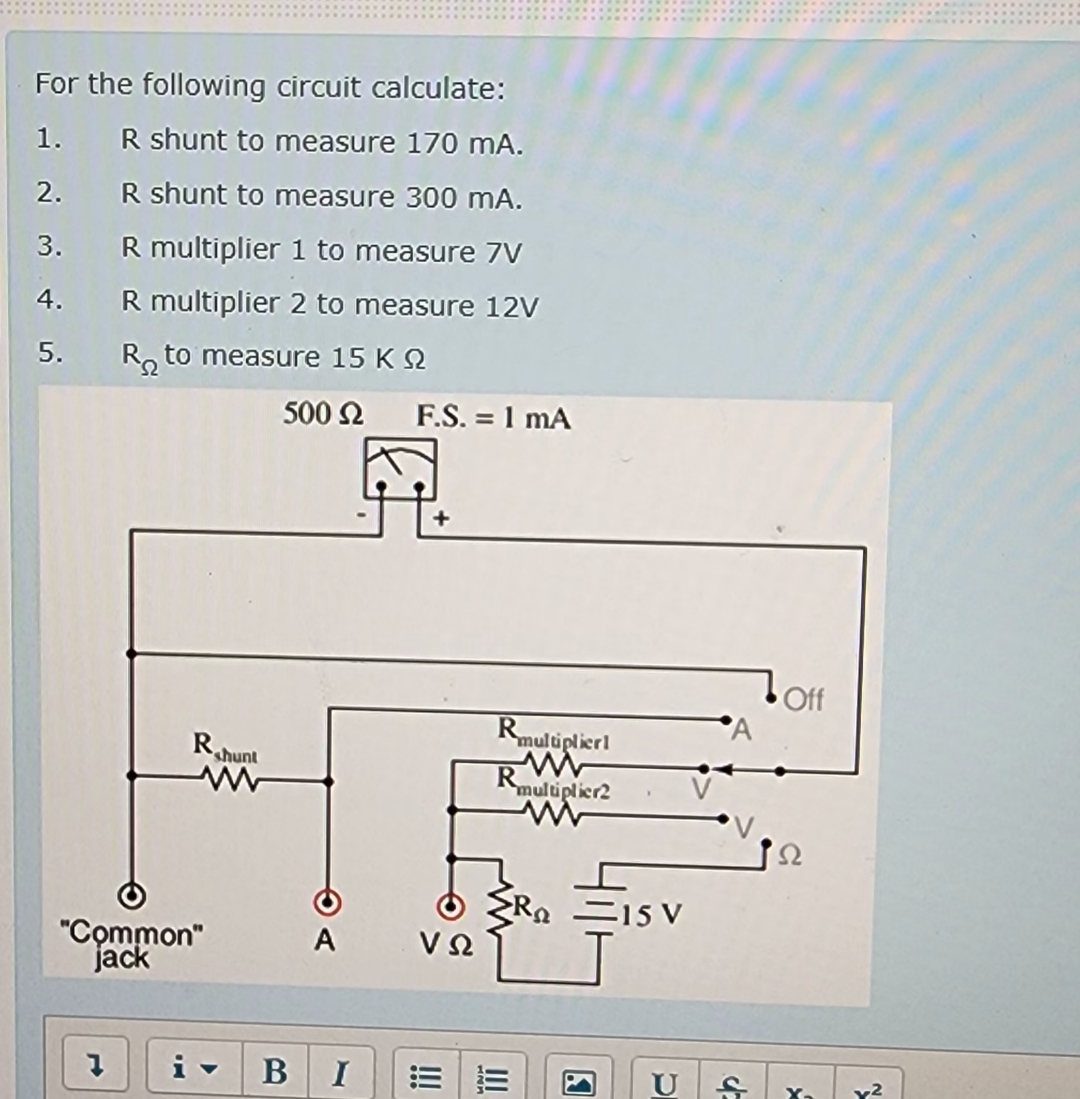 Solved For the following circuit calculate:R shunt to | Chegg.com Solved For the following circuit calculate:R shunt to | Chegg.com