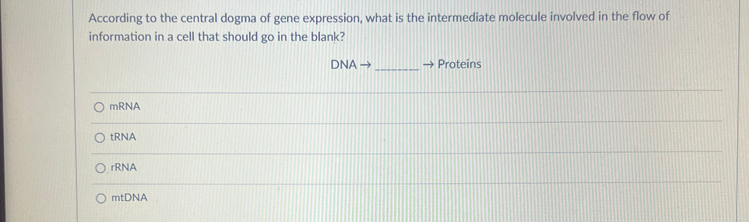 Solved According to the central dogma of gene expression, | Chegg.com