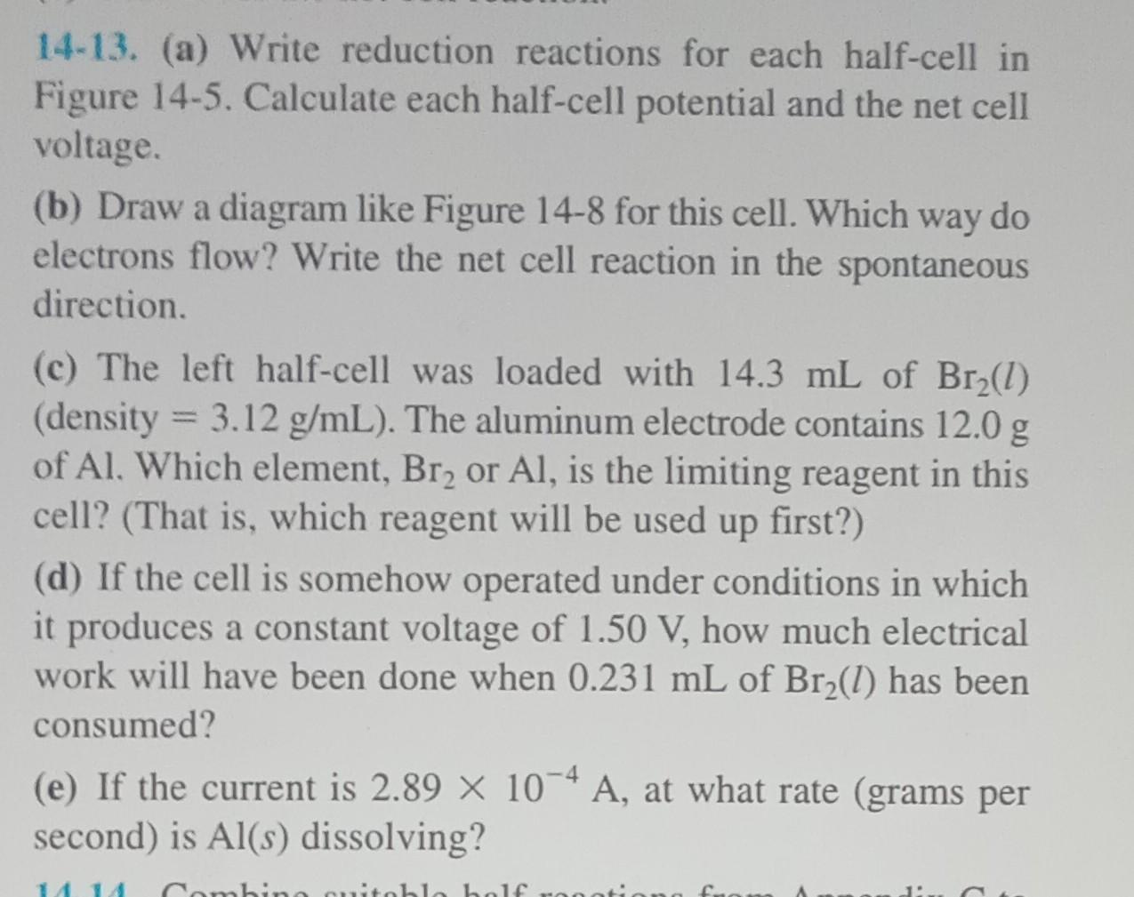 Solved 14-13. (a) Write reduction reactions for each | Chegg.com