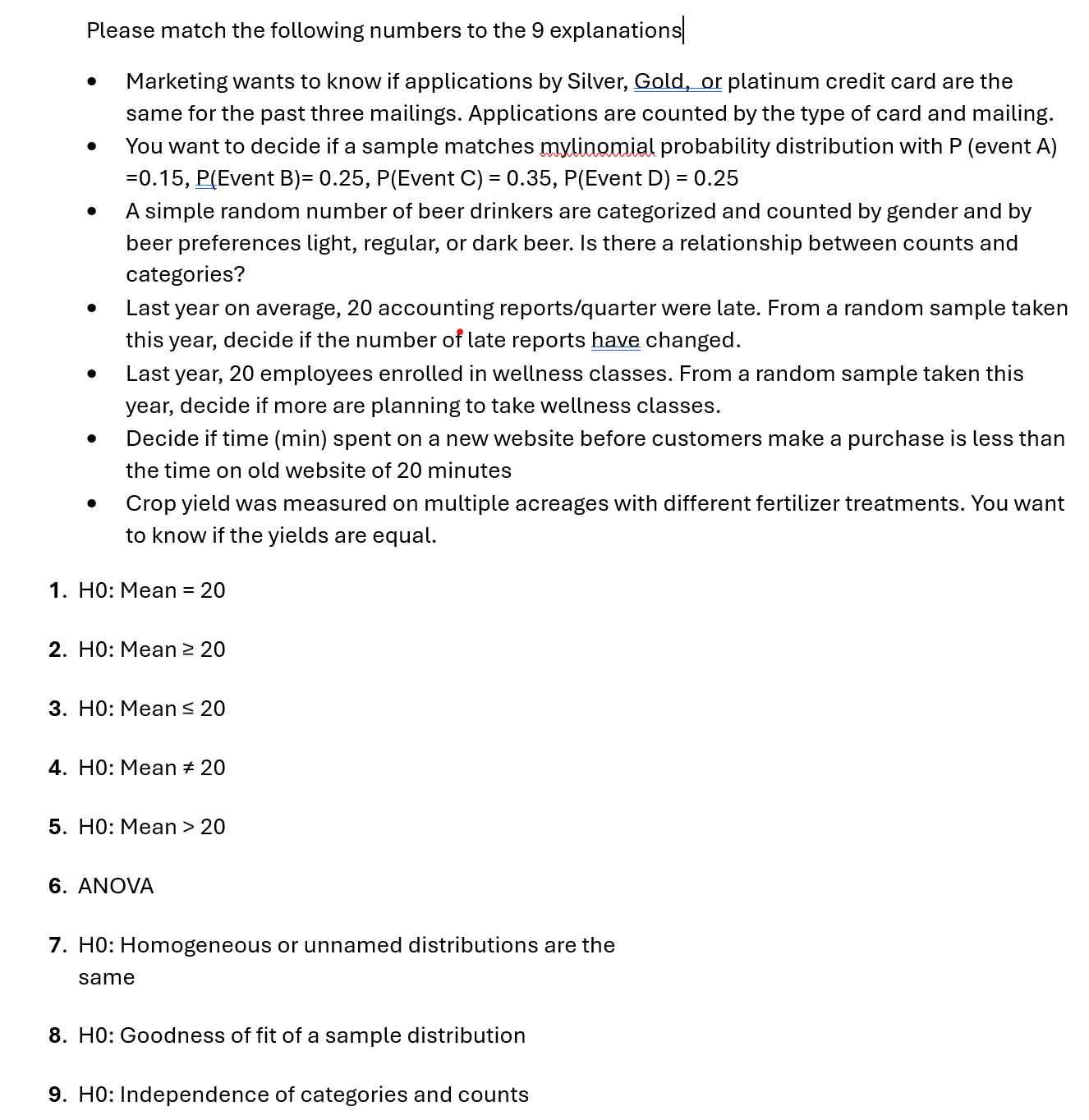 Solved Please match the following numbers to the 9 | Chegg.com