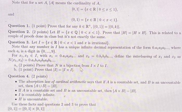 Solved Note that for a set A,∣A∣ means the cardinality of A, | Chegg.com