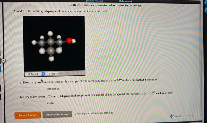 Solved a model of 2-methyl-1-propanol molecule is shown in | Chegg.com