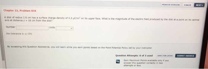 Solved PRINTER VERSION HACK NEXT Chapter 22, Problem 034 A | Chegg.com
