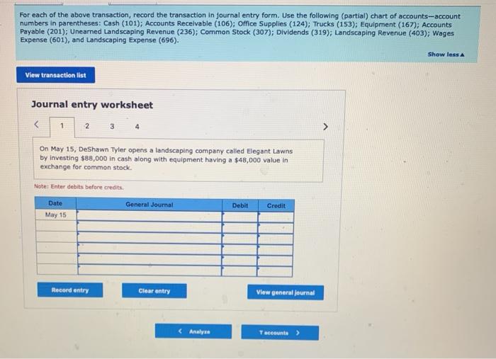 Solved For Each Transaction 1 Analyze The Transaction