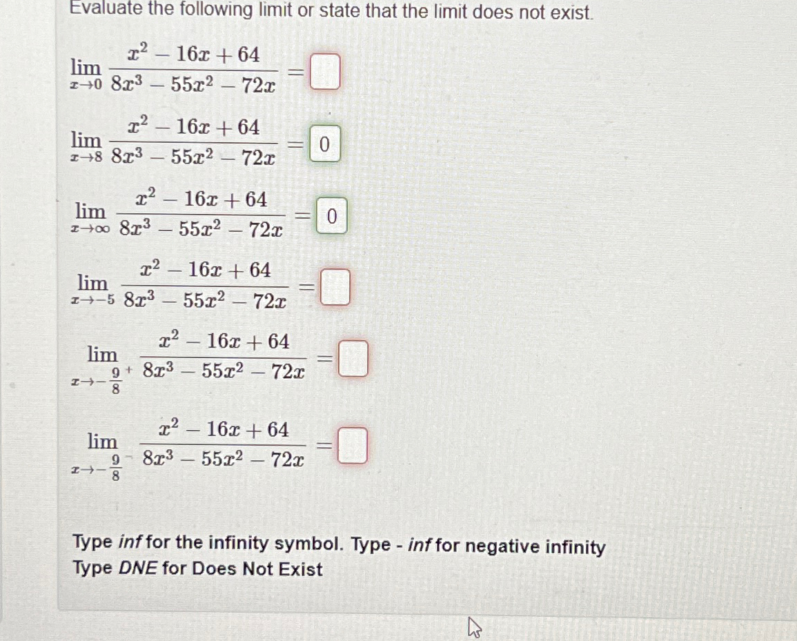 Solved Evaluate the following limit or state that the limit | Chegg.com
