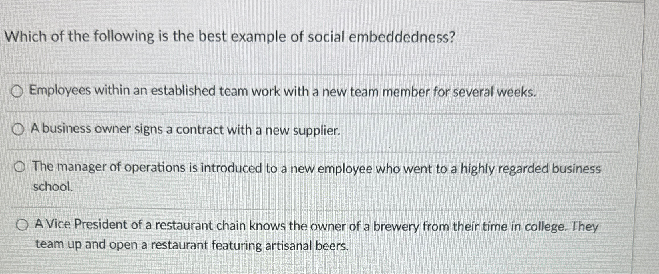 Solved Which of the following is the best example of social | Chegg.com