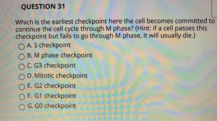 Solved QUESTION 31 Which is the earliest checkpoint here the | Chegg.com