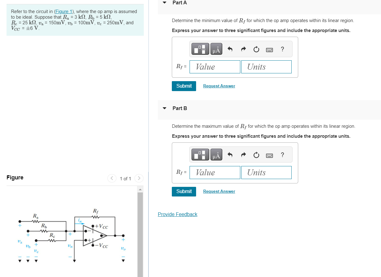 Solved Refer to the circuit in (Figure 1), ﻿where the op amp | Chegg.com