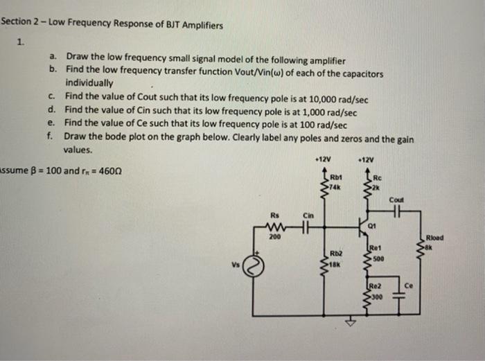 Solved Section 2 - Low Frequency Response of BJT Amplifiers | Chegg.com