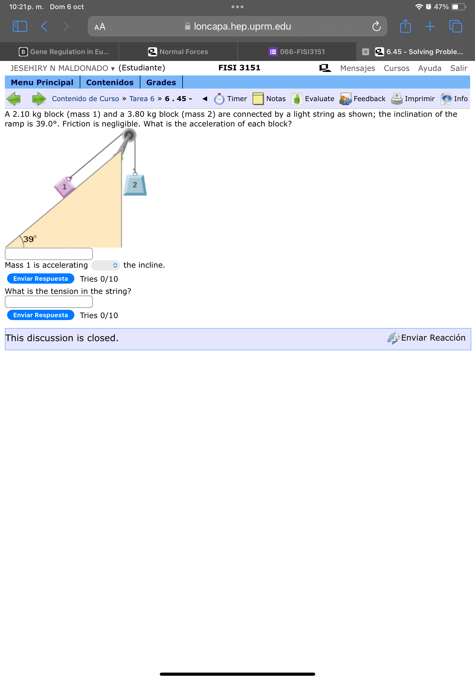Solved A 2.10 ﻿kg block (mass 1) ﻿and a 3.80 ﻿kg block (mass | Chegg.com
