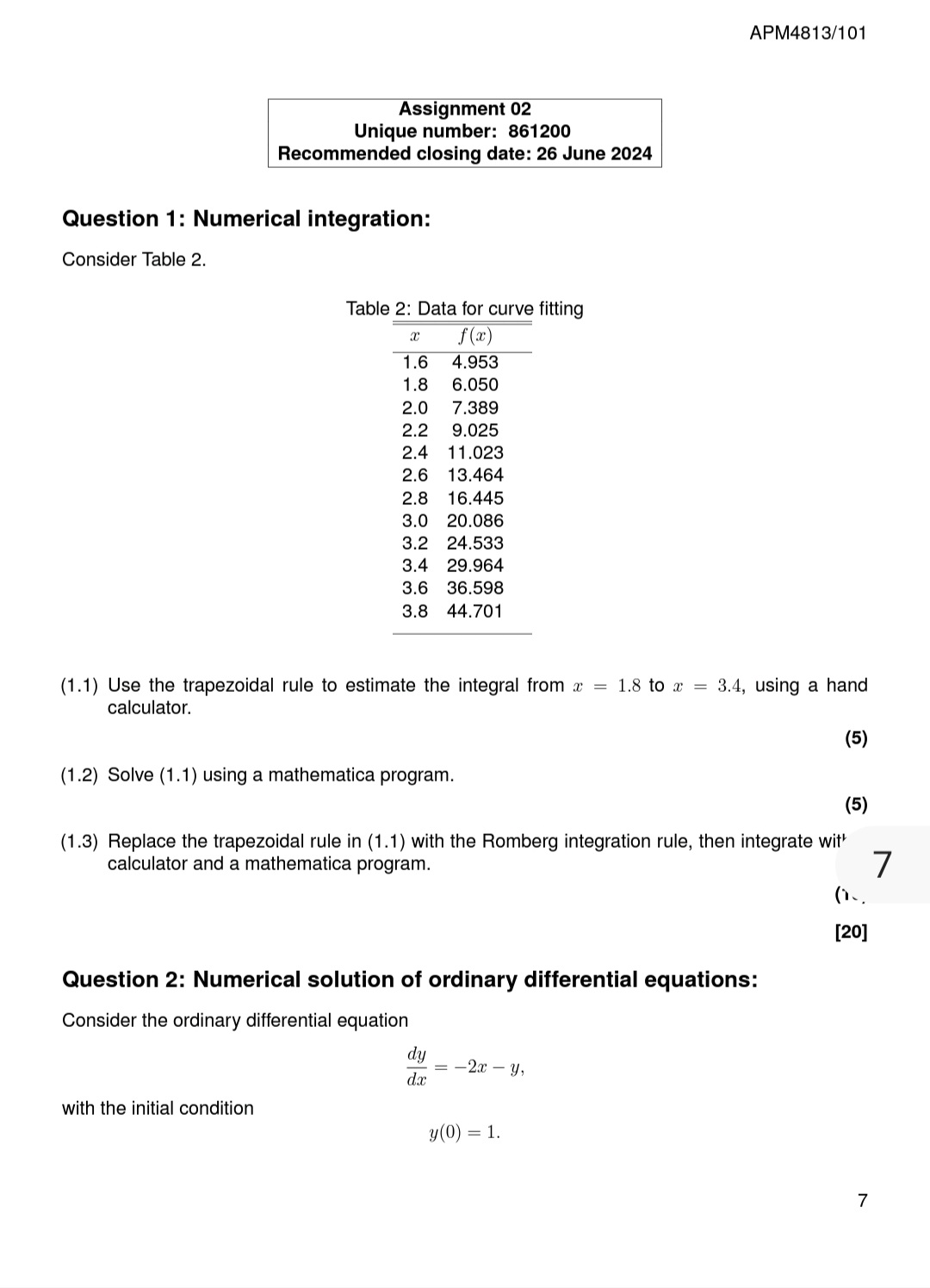 Solved Assignment 02Unique number: 861200Recommended closing | Chegg.com