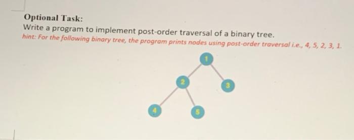 Solved Optional Task: Write a program to implement | Chegg.com