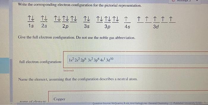 Solved Write the corresponding electron configuration for | Chegg.com