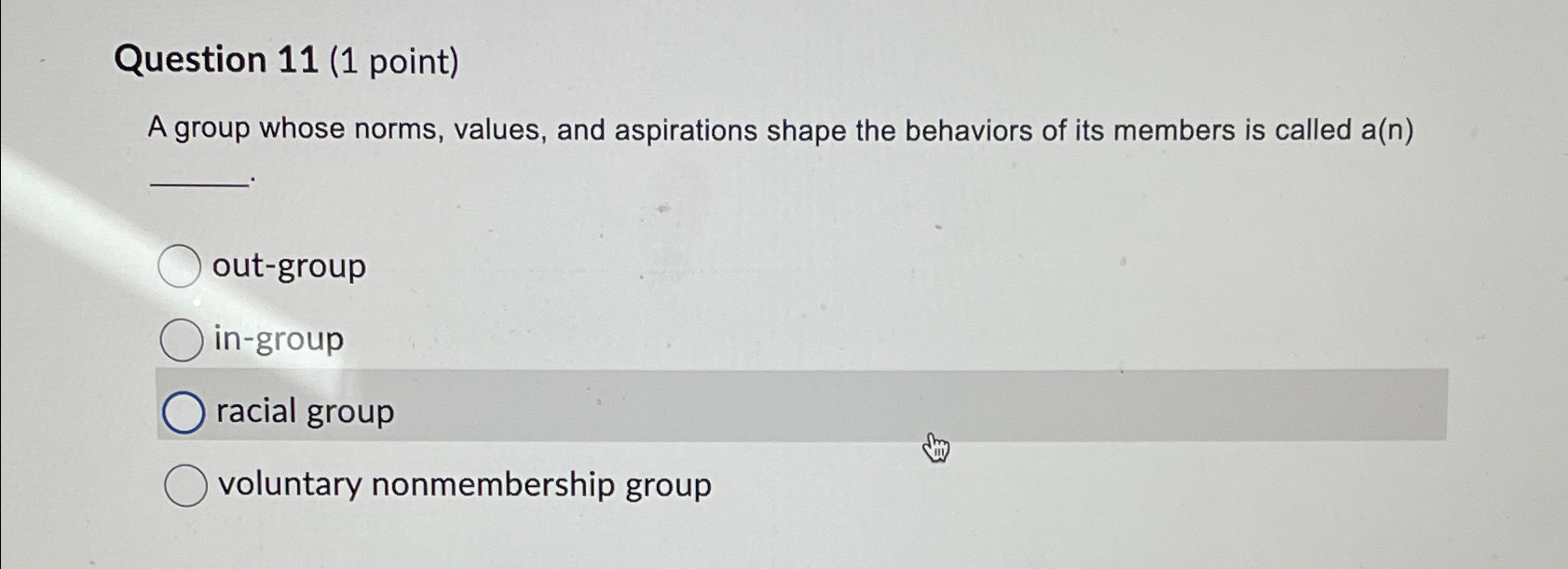 Solved Question 11 (1 ﻿point)A group whose norms, values, | Chegg.com