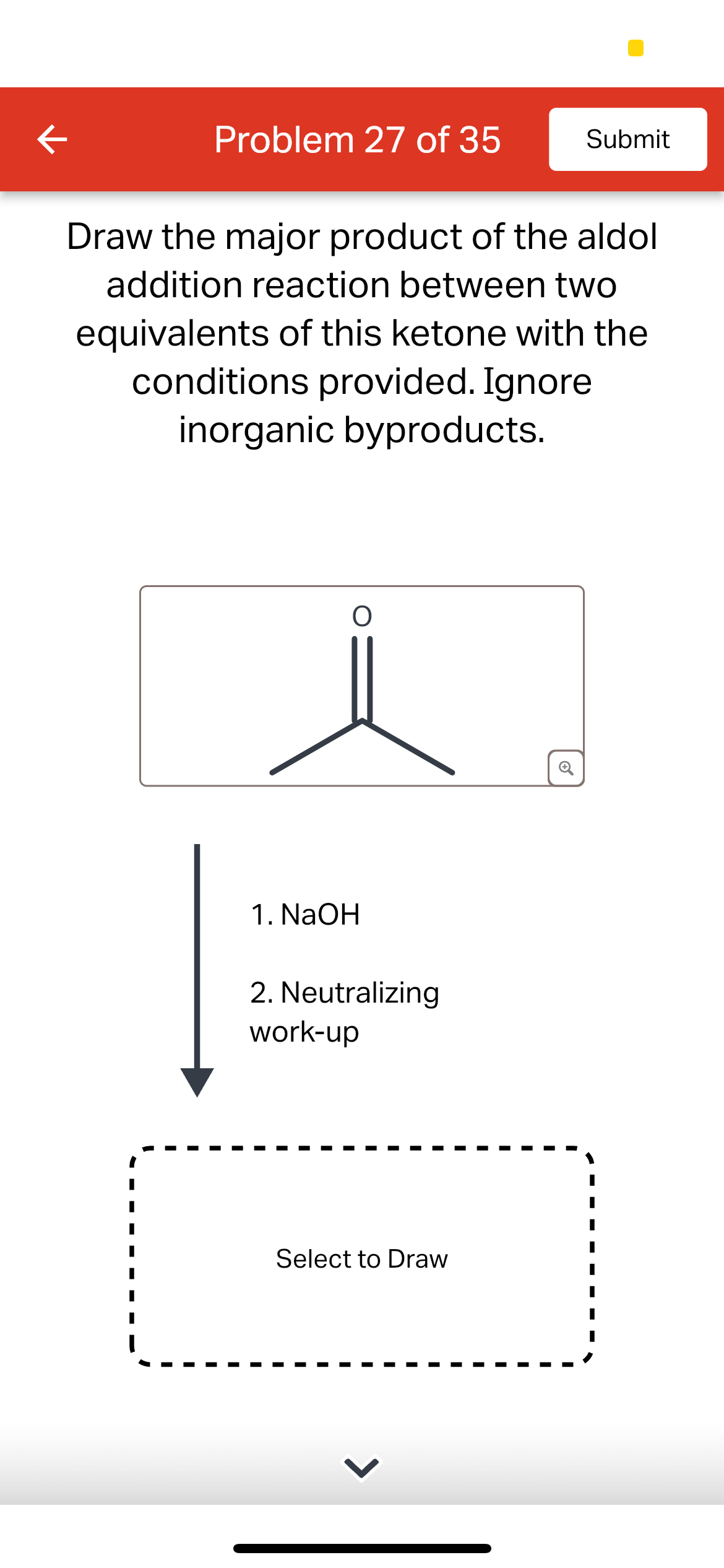 Solved Problem 27 ﻿of 35Draw the major product of the aldol | Chegg.com