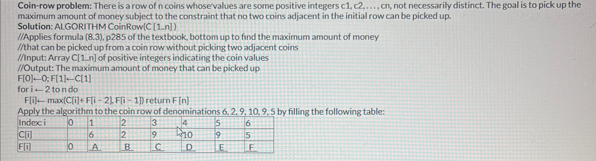 Solved Coin-row problem: There is a row of n ﻿coins | Chegg.com