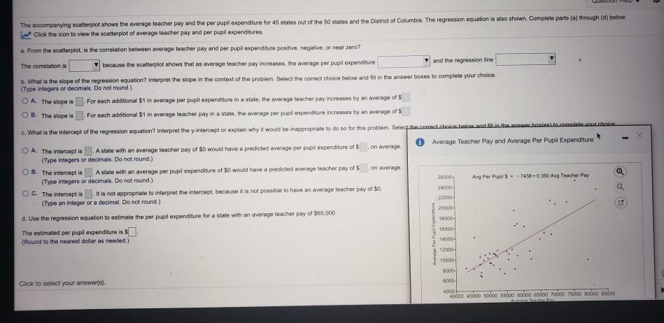 The accompanying scatterplot shows the average | Chegg.com