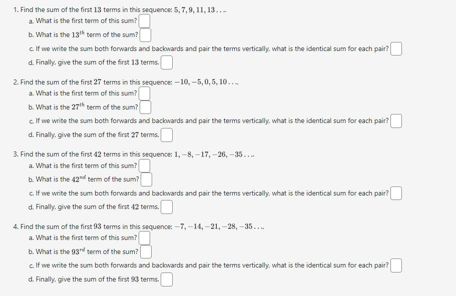 Solved Find the sum of the first 13 ﻿terms in this sequence: | Chegg.com