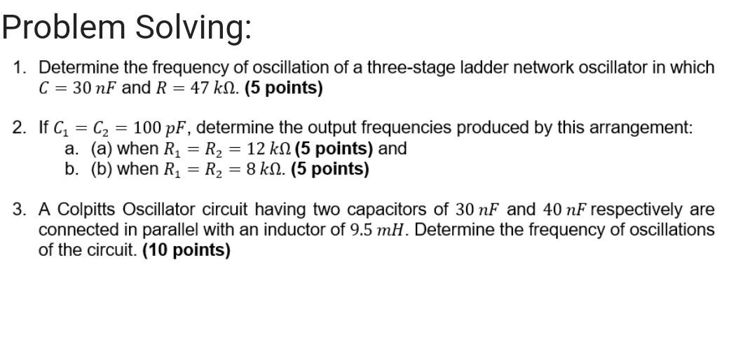 Solved Problem Solving: 1. Determine the frequency of | Chegg.com