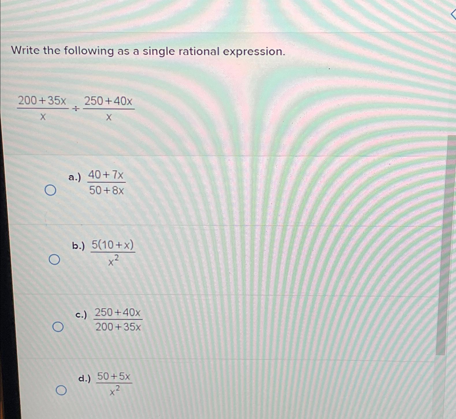 Solved Write the following as a single rational | Chegg.com