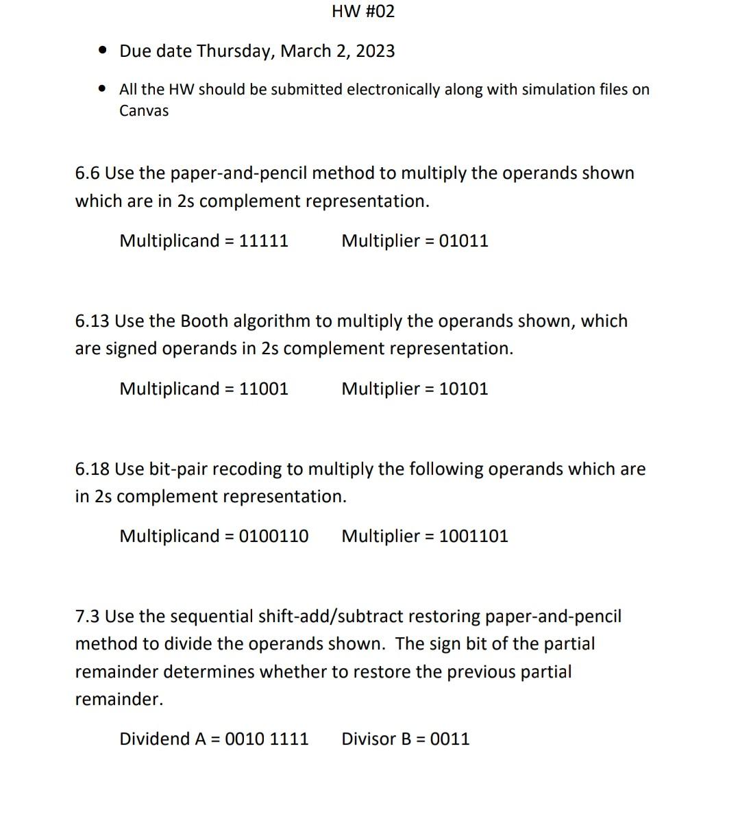 Solved HW \#02 - Due date Thursday, March 2, 2023 - All the | Chegg.com Solved HW \#02 - Due date Thursday, March 2, 2023 - All the | Chegg.com