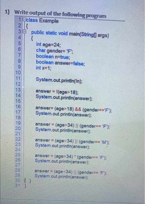 Solved 1) Write output of the following program 1 class | Chegg.com