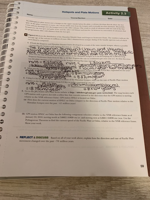 Solved Hotspots and Plate Motions Activity 2.3 Name: | Chegg.com