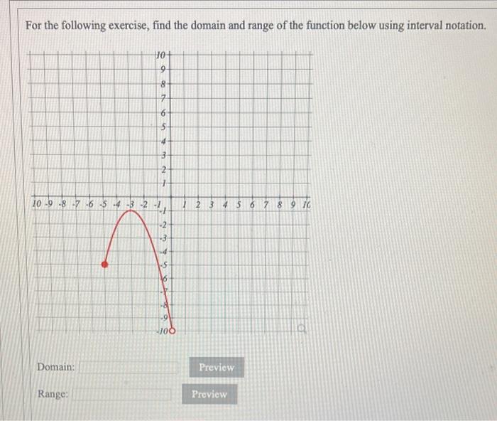 Solved For the following exercise, find the domain and range | Chegg.com