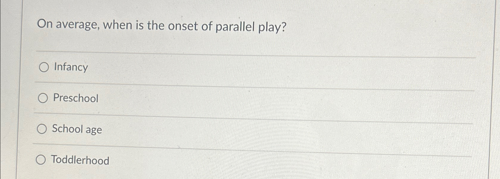 Solved On average, when is the onset of parallel | Chegg.com