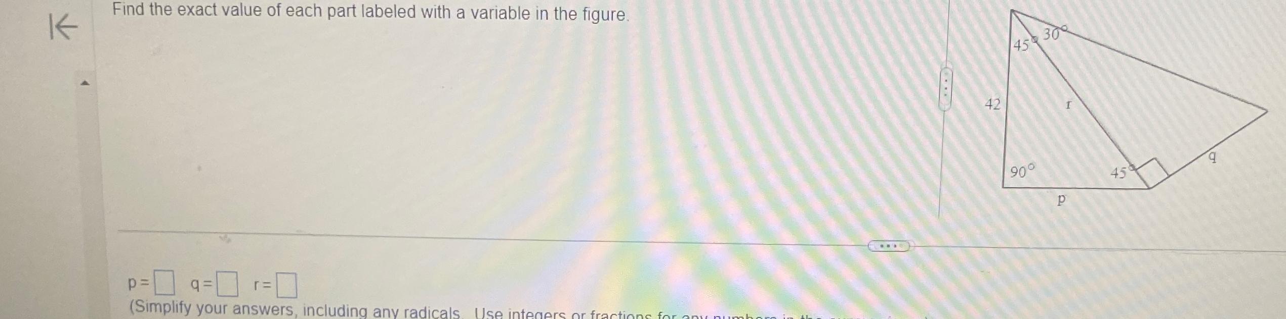 Solved Find the exact value of each part labeled with a | Chegg.com