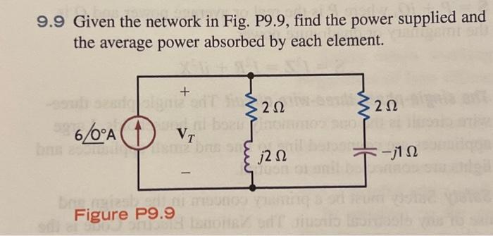 Solved 9.9 Given the network in Fig. P9.9, find the power | Chegg.com