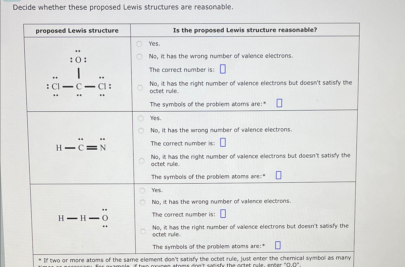 Solved Decide whether these proposed Lewis structures are | Chegg.com