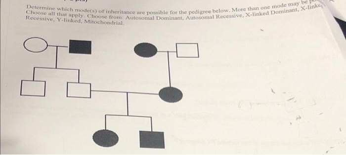 Solved Determine which modes of inheritance are possible for | Chegg.com