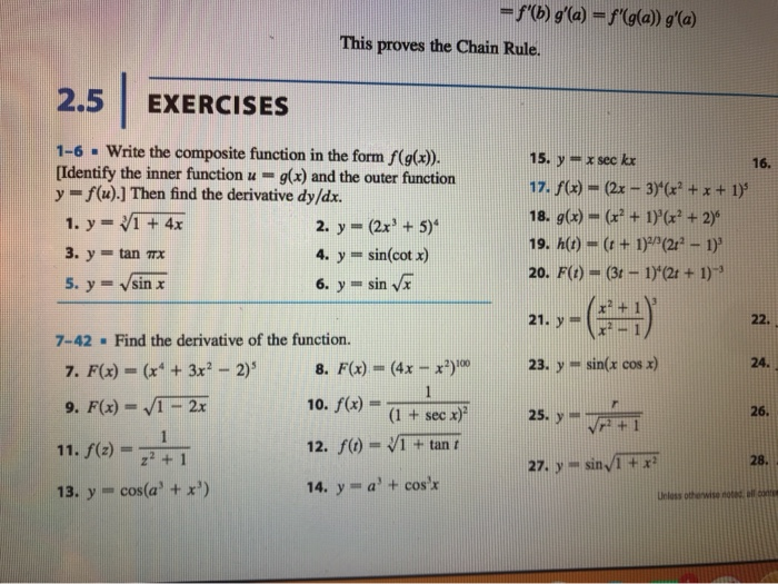 Solved = f'(b) g'(a) = f'(g(a)) g'(a) This proves the Chain | Chegg.com