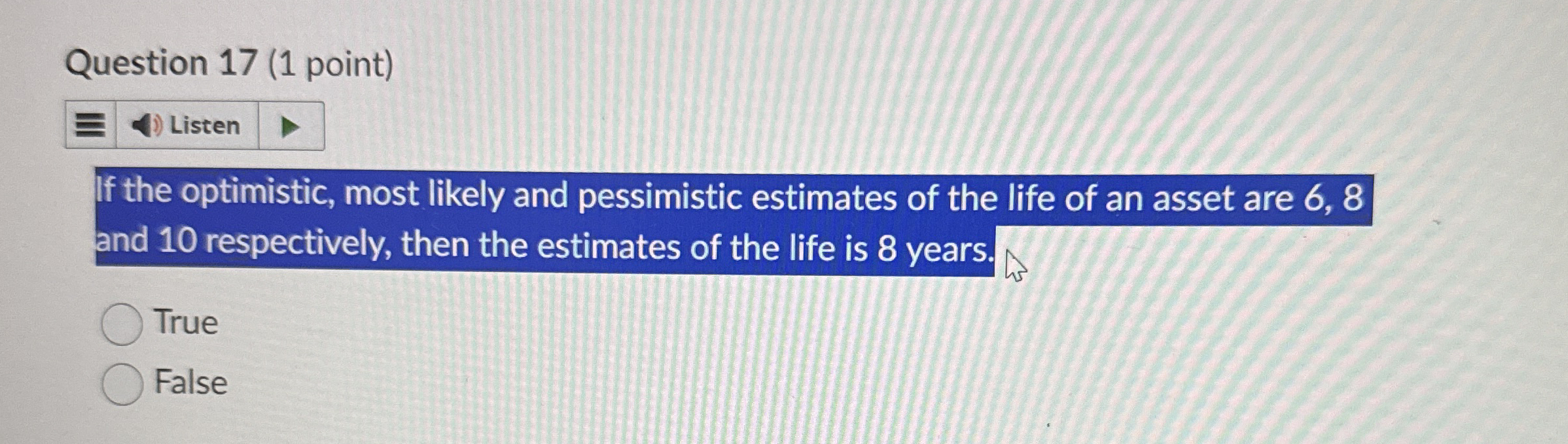 Solved Question 17 (1 ﻿point)If the optimistic, most likely | Chegg.com