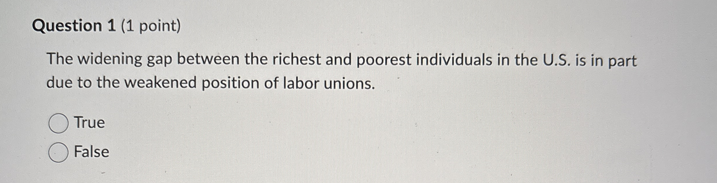 Solved Question 1 (1 ﻿point)The widening gap between the | Chegg.com