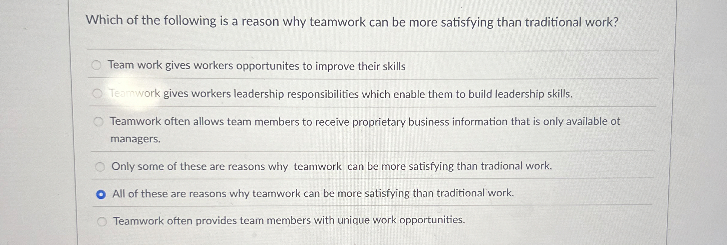 Solved Which of the following is a reason why teamwork can | Chegg.com