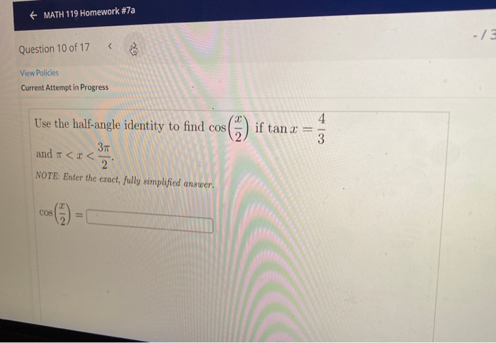 Solved + MATH 119 Homework #7a