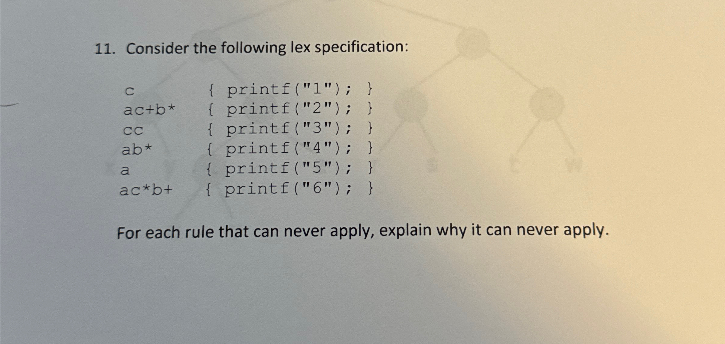 Solved Consider the following lex | Chegg.com Solved Consider the following lex | Chegg.com